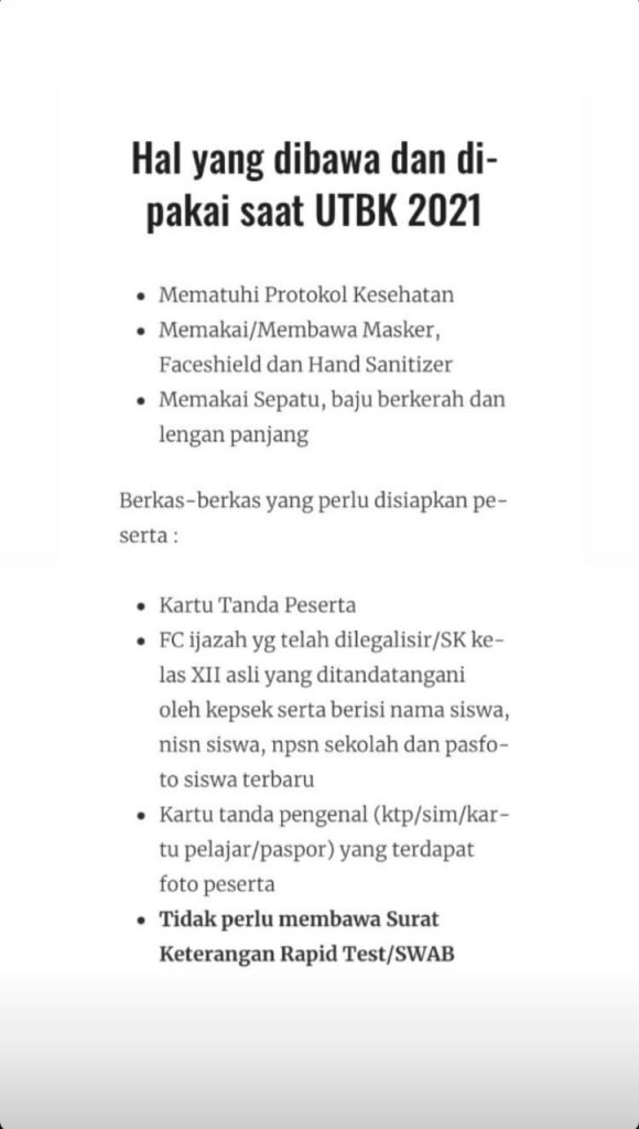 BERKAS YANG WAJIB DIBAWA PESERTA UTBK 2021 – Administrasi Bisnis